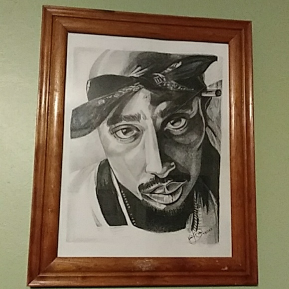 By Kara B | Wall Decor | Drawn Portrait Of Tupac Shakur | Poshmark